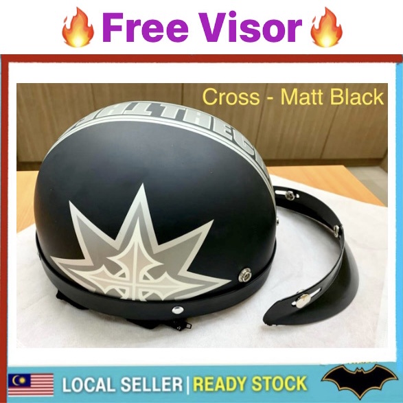 [ FREE VISOR ] Steng Kura Kura Half Cut Helmet VIETNAM MATT BLACK THE ...
