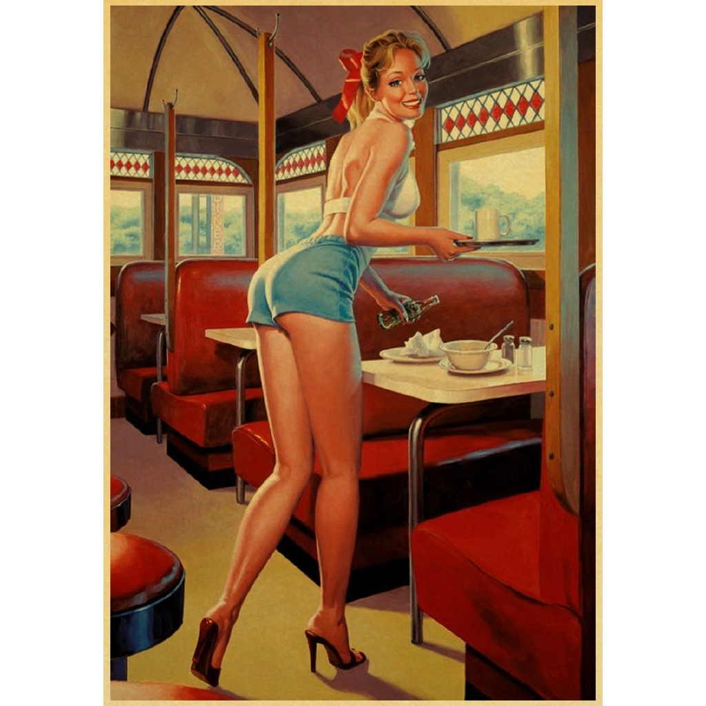Vintage World War II Sexy Pin Up Girls Retro posters kraft wall paper Painting For Home/ Wall ...