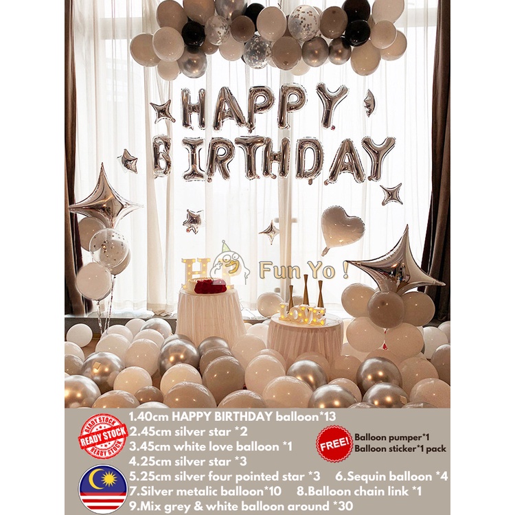 Happy Birthday Balloon All In One Set Party Decoration For Free Pump ...