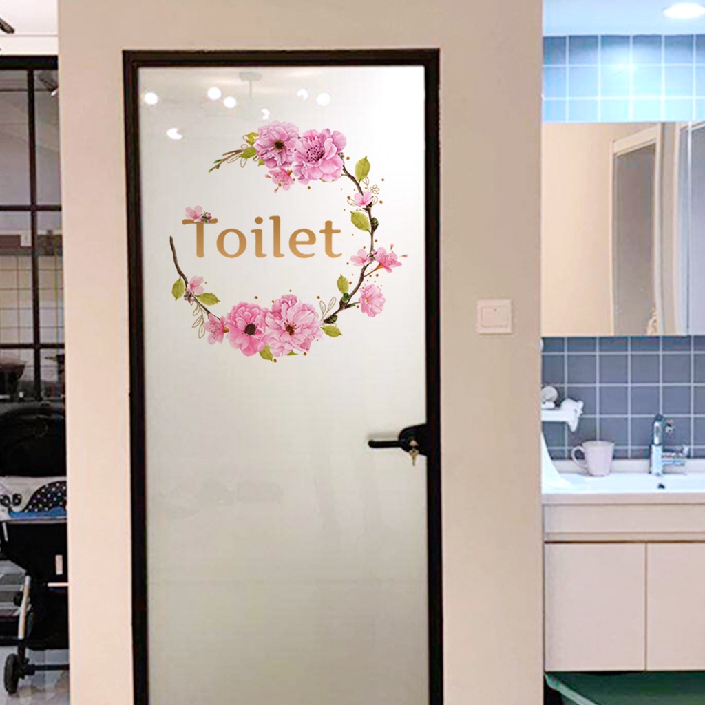 Flower English Toilet Sticker Bathroom Flower Branches English Toilet ...