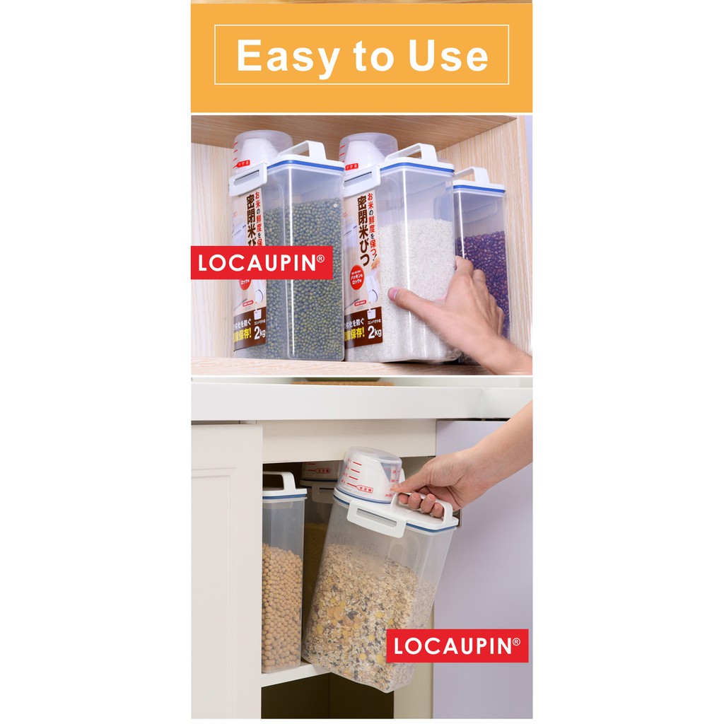 Bekas Simpan Makanan Kedap Udara 2 Liter / Kitchen Food Dispenser Rice ...