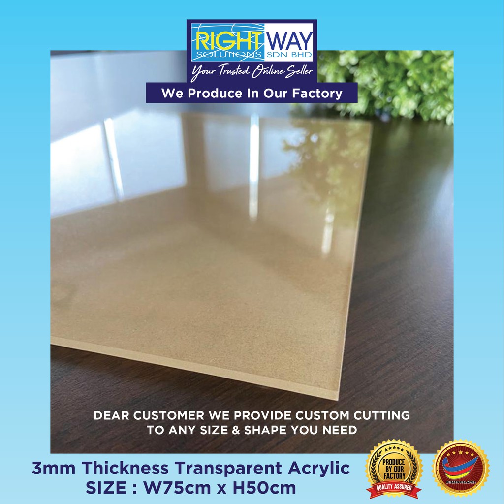 3mm THICKNESS DIY TRANSPARENT ACRYLIC SHEET (SIZE - W75cm x H50cm ...