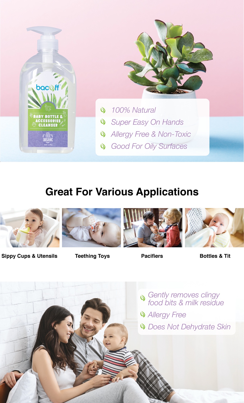 Bacoff Baby Feeding Bottle & Accessories Cleanser (700ml) with All ...