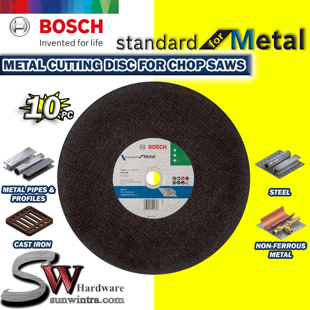 COMBO DEAL Bosch 14" 355mm x 25.4mm x 3.0mm Metal Cutting Disc (10x/25x ...
