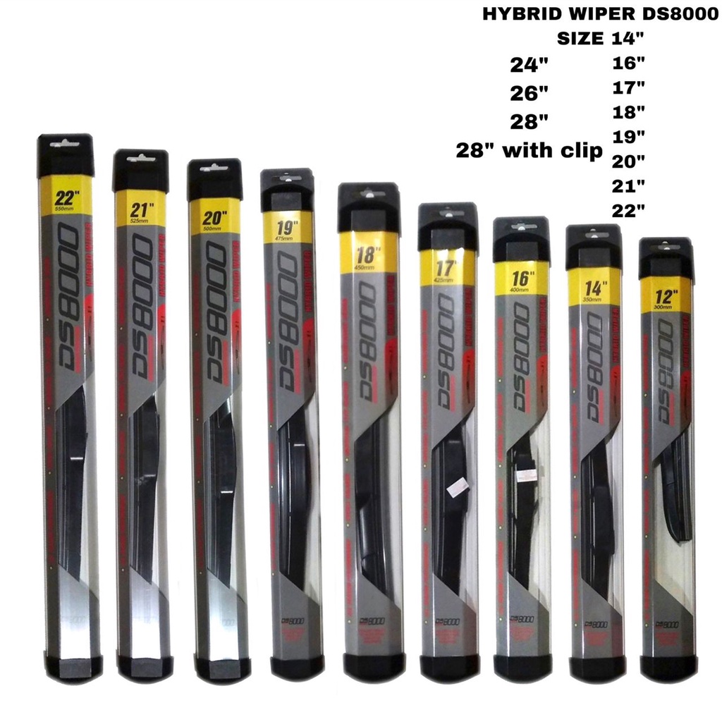 WIPER BLADE HYBRID DS8000 12” 14” 16” 17” 18” 19” 20” 21” 22” 24” 26 ...