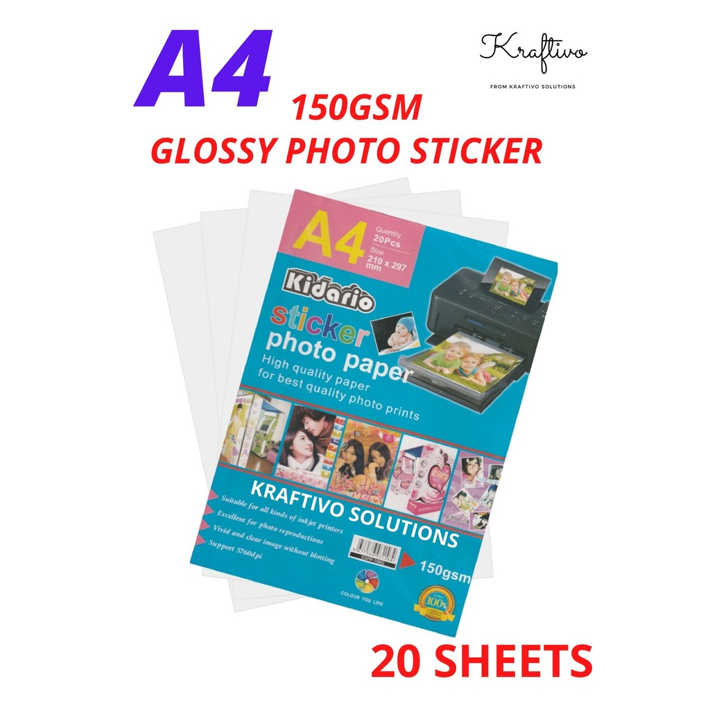 [ A4 135gsm | 150gsm ] 20'S KIDARIO | JOJO WATER RESISTANT INKJET GLOSSY PHOTO STICKER | CAKE ...