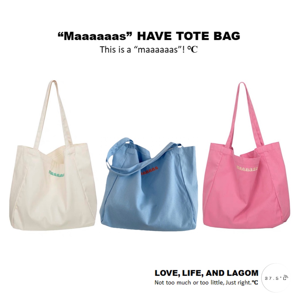 MAAAAAAS HAVE KOREAN STYLE BIG CAPACITY CANVAS TOTE BAG | Shopee Malaysia