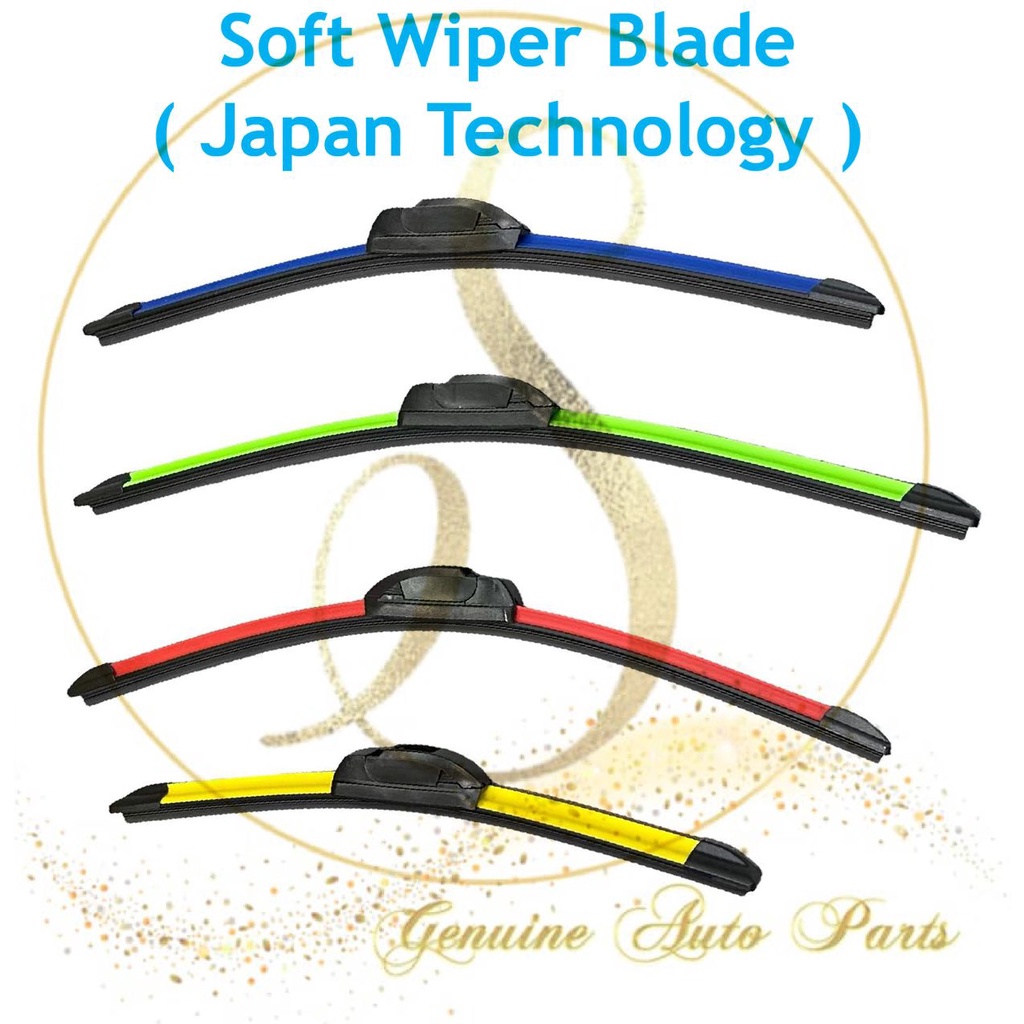 Japan Soft Rubber Wipers Boneless Car Wiper Blade Red Yellow Green Blue ...