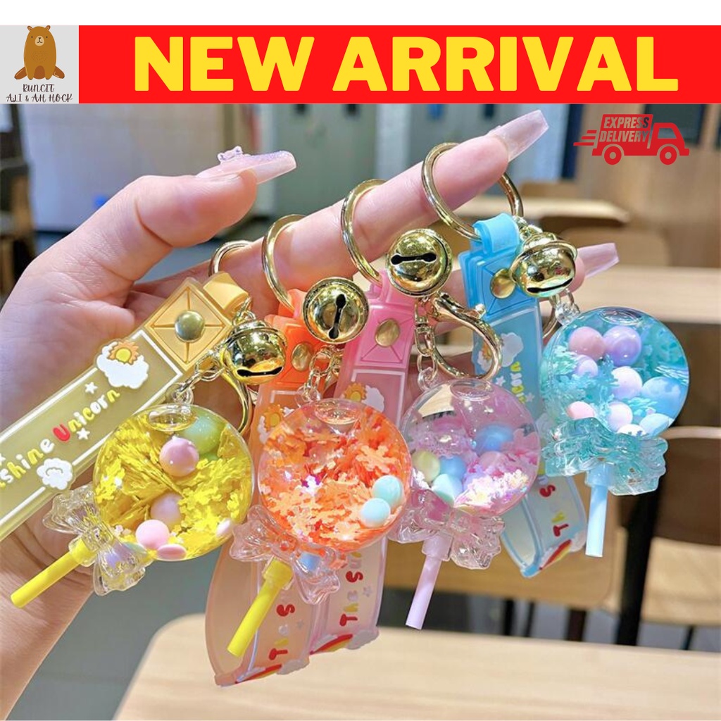 🔥READY STOCK🔥Oil Liquid Lollipop Star Quicksand Keychains Acrylic ...