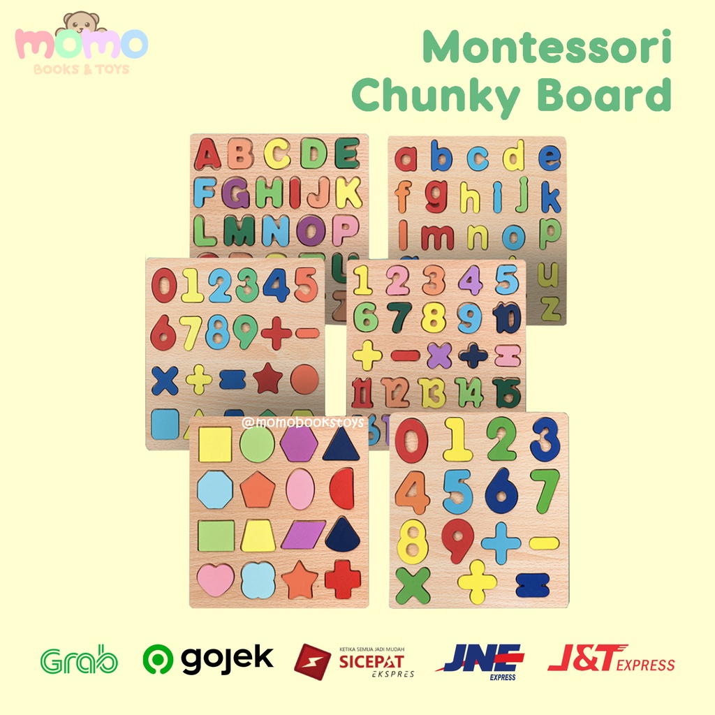 KAYU Abc Alphabet Numbers - Montessori Chunky Board Puzzle | 3d Wooden ...