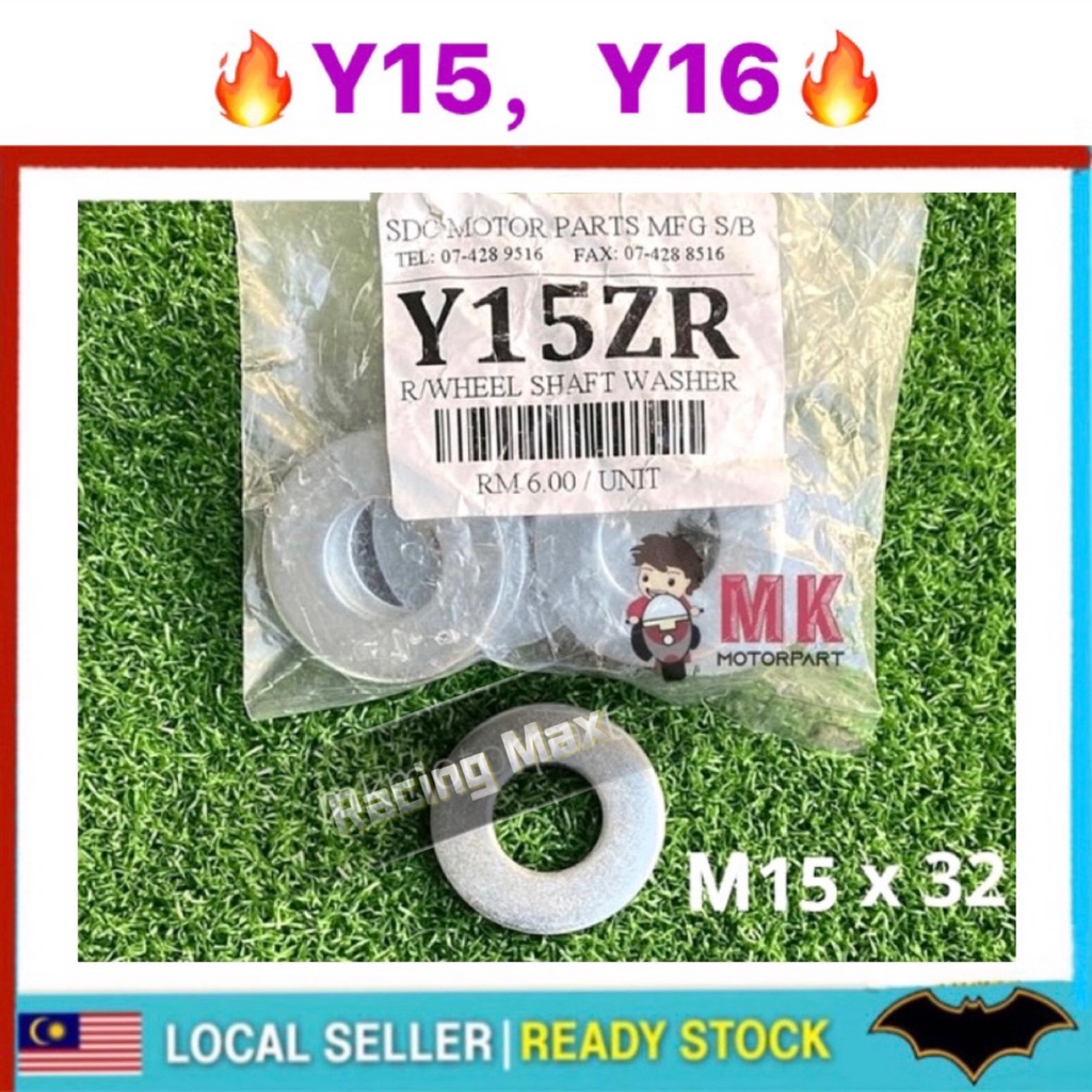 (1Pc) M15 x 32mm REAR WHEEL SHAFT WASHER Yamaha Y15zR Y15 / Y16 Y16zR ...