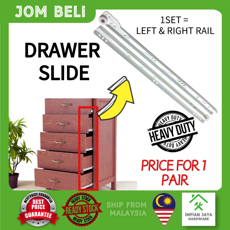 🌱IMP🌱 Heavy Duty Furniture Drawer Slide Roller Runner Rail Laci (1SET ...