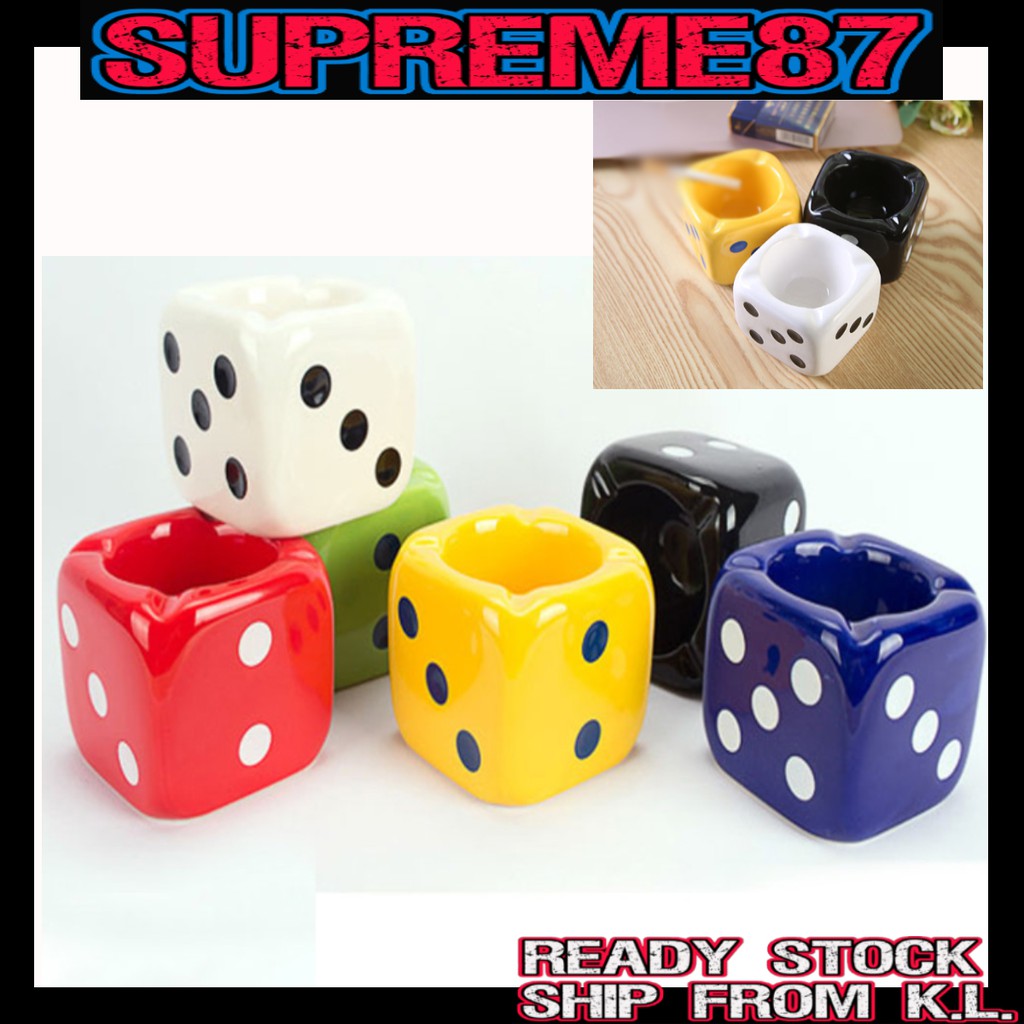 Creative Ceramic Dice Shape Ashtray Lovely Home Decoration | Shopee ...