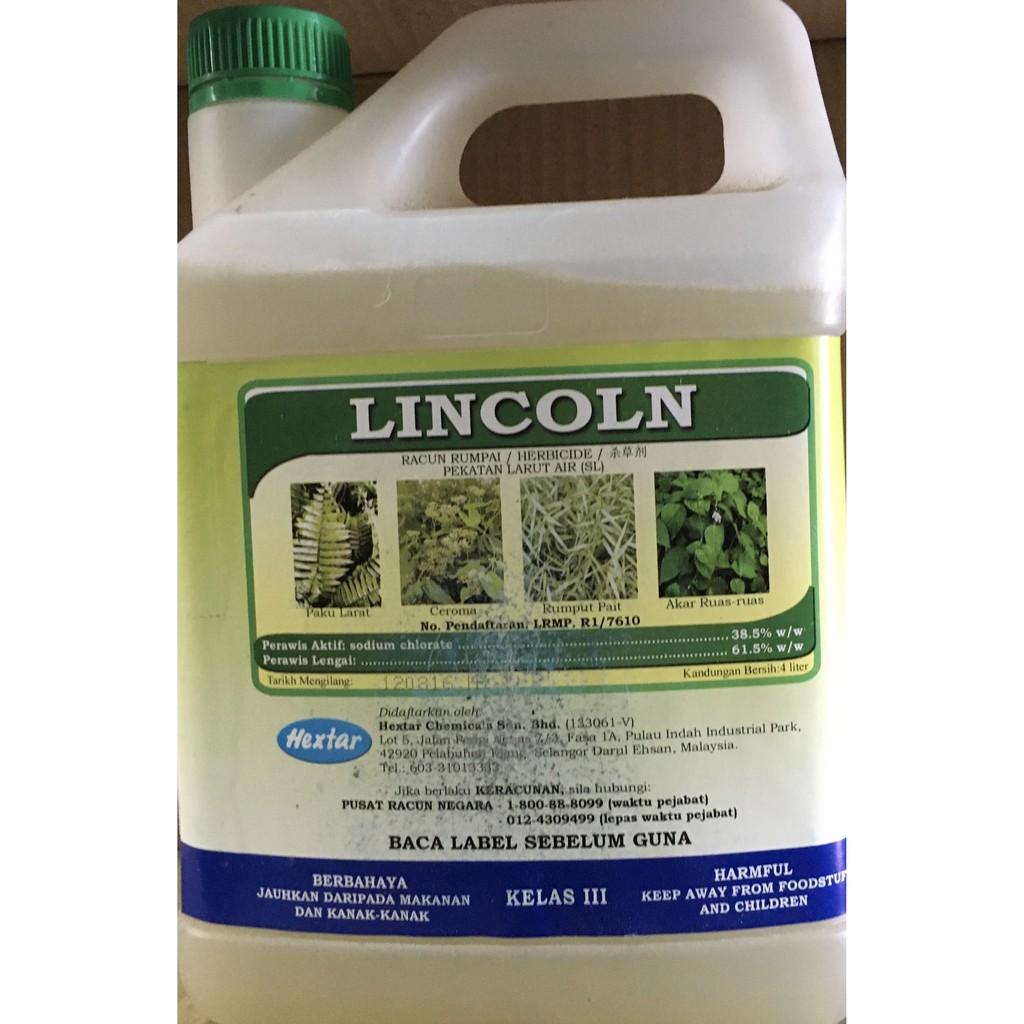 * ORIGINAL * Hextar Lincoln 4L / racun rumput / ceroma & akar ruas-ruas ...