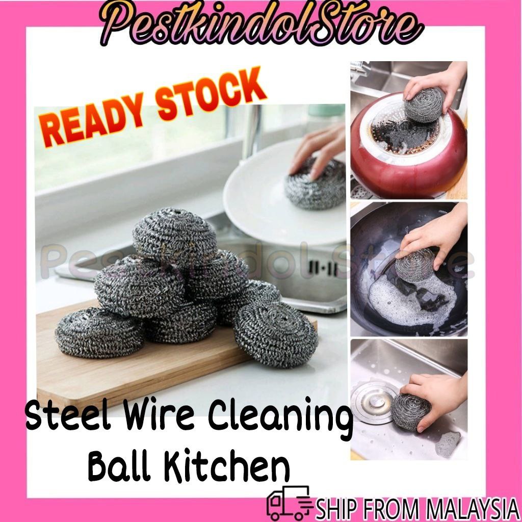 Kitchen Dish Washing Wiping Pot Stainless Steel Wire Ball Cleaning ...