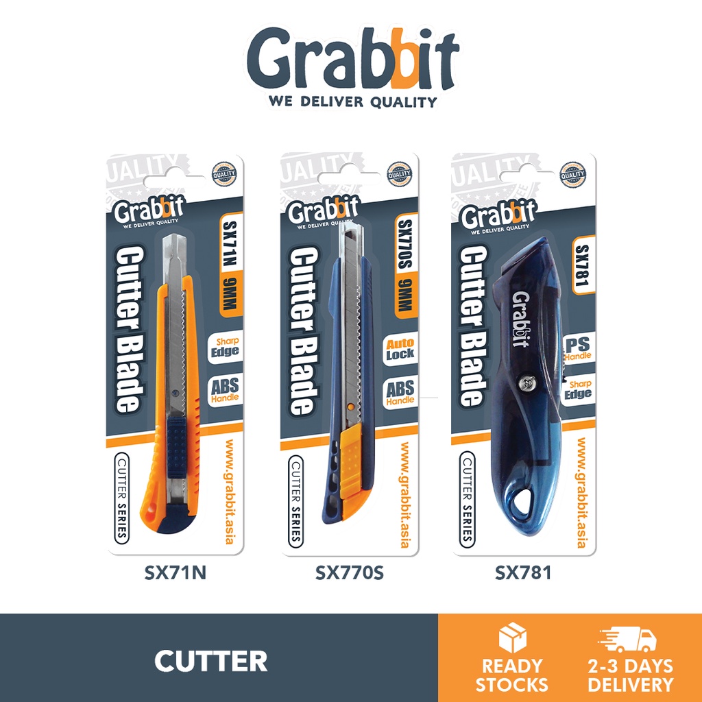 GRABBIT Blade Cutter Knife Office School Use | Pisau Kertas GRAB-CUT-SX ...