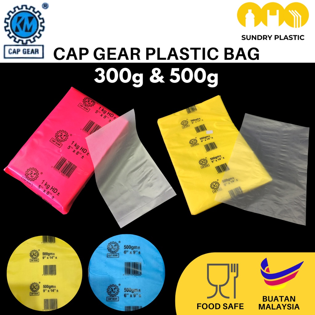 300g 500g Cap Gear Plastic Bag HM / Plastik Beg HM / Clear Plastic Bag ...