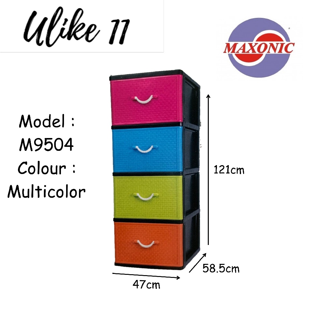 Maxonic 4 Tier Plastic Drawer / Cabinet / Storage Cabinet Multi Color ...