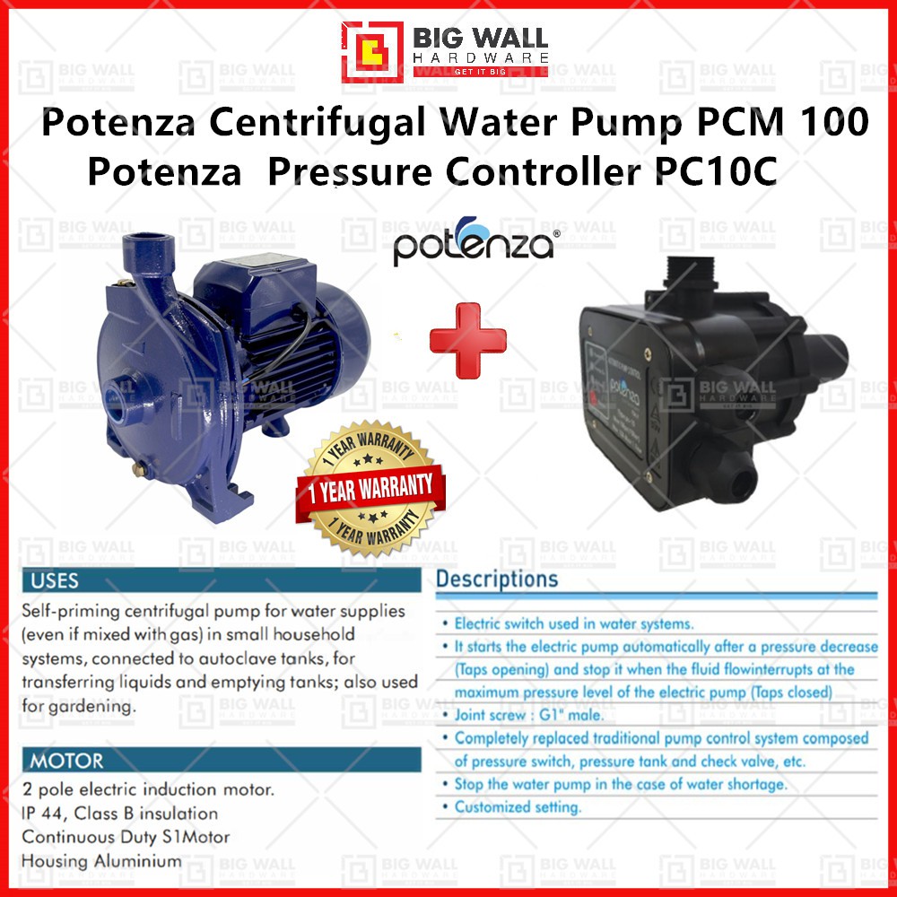 Potenza Centrifugal Water Pump PCM 100/Aman CPM158 0.75kW, 240V/1ph ...