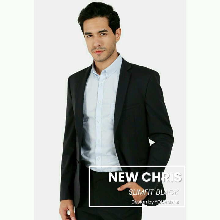 HITAM New CHRIS SLIMFIT BLACK MEN'S BLAZER HIGH TWIST MATERIAL ...