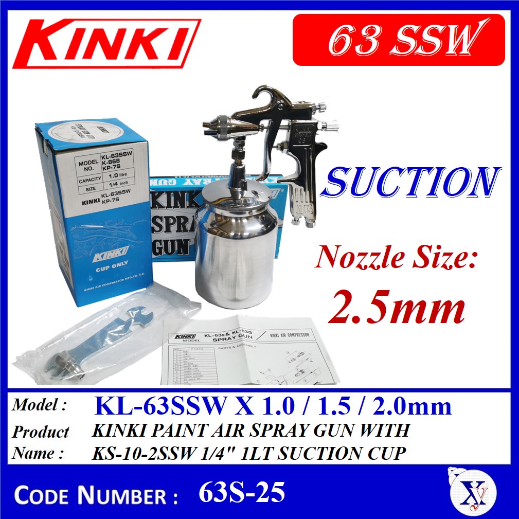 KL-63SSW KINKI PAINT SPRAYERS WITH 1/4 X 1LT SUCTION CUP SIZE 1.0 / 1.5 ...