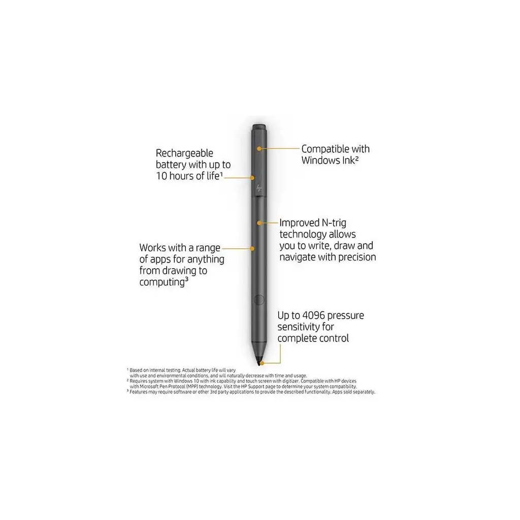 HP Rechargeable MPP2.0 USBC Tilt Pen UP to 30 Hours Battery Life For HP ...