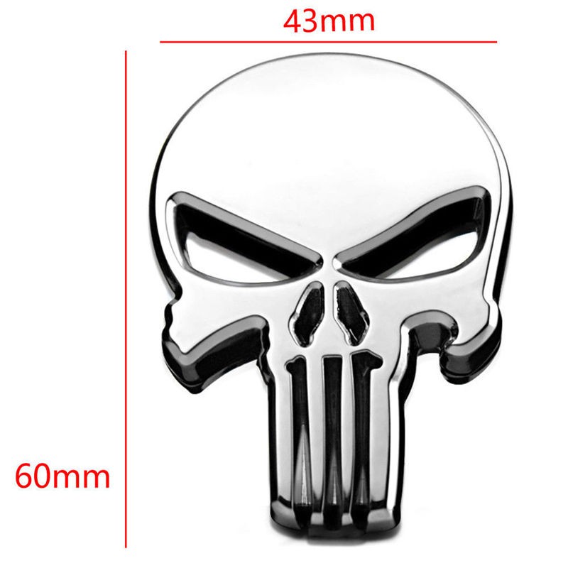 Silver 3D Car Motorcycle Metal Skull Skeleton Emblem Badge Sticker ...