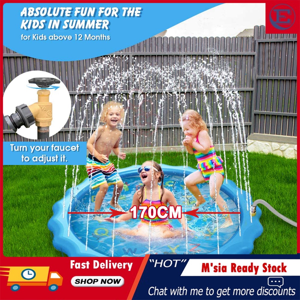 170CM Water Sprinklers Pad Spray Mat Summer Garden Swimming Pool ...