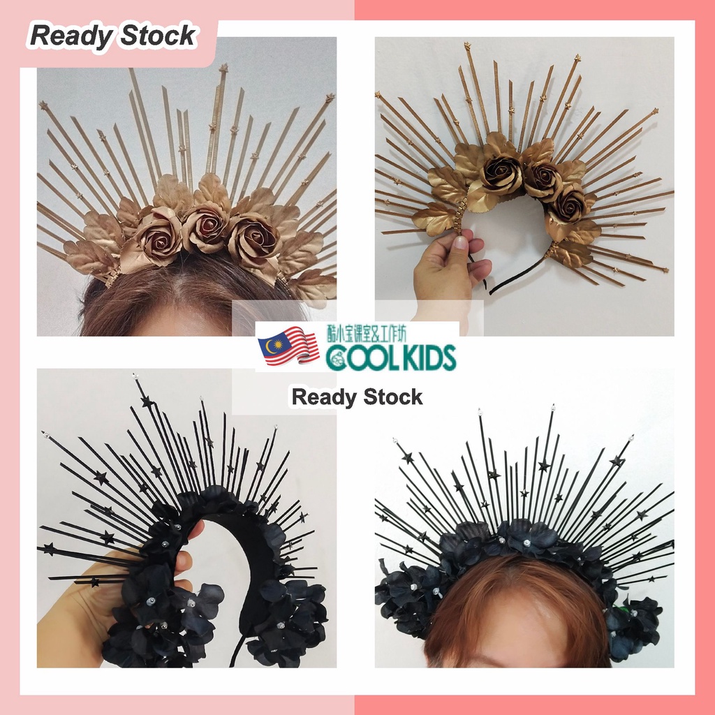 🎁READY STOCK🎁Halloween Crown Red Black Headband Adult Kids Cosplay ...