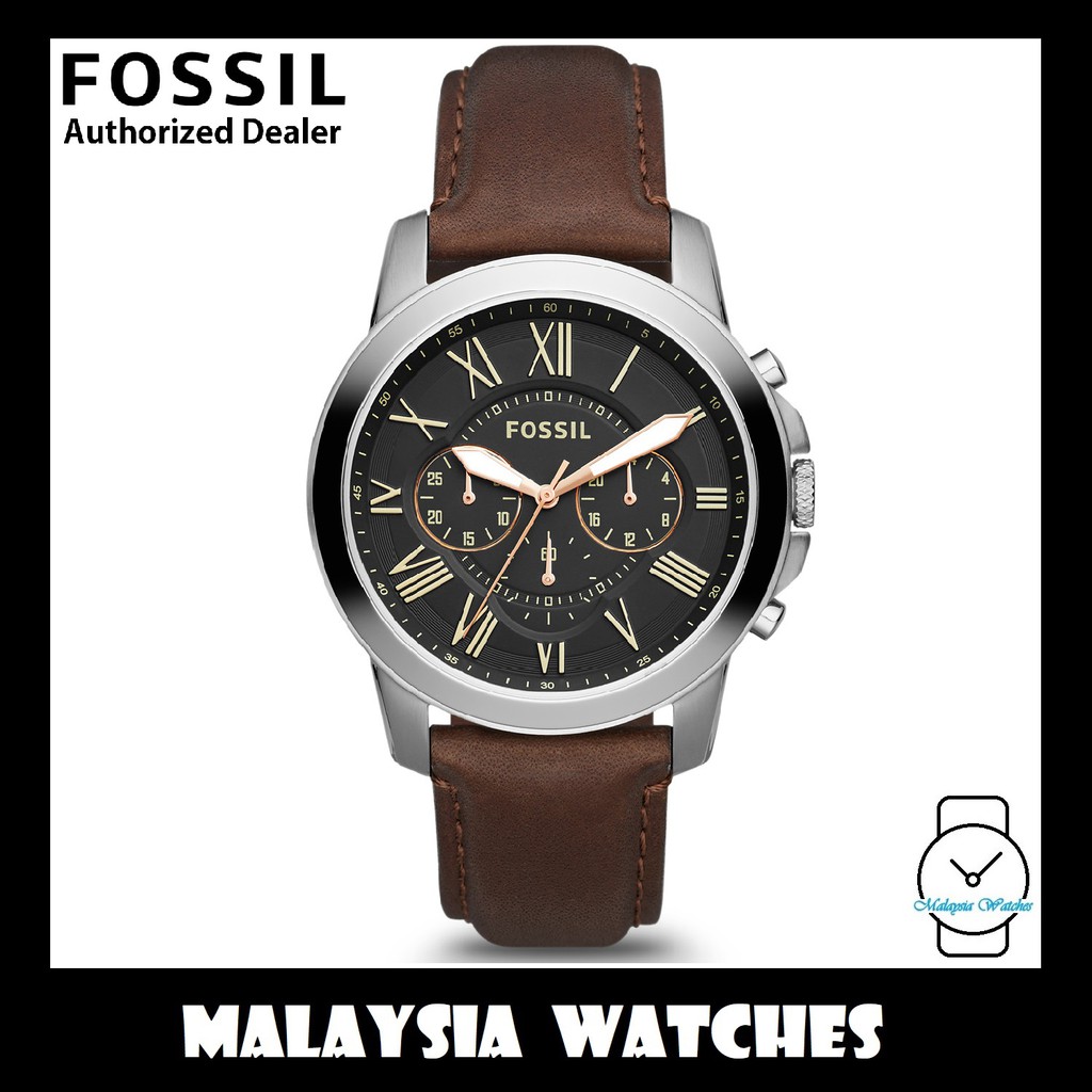 (OFFICIAL WARRANTY) Fossil Men's Grant FS4813 Chronograph Brown Leather ...