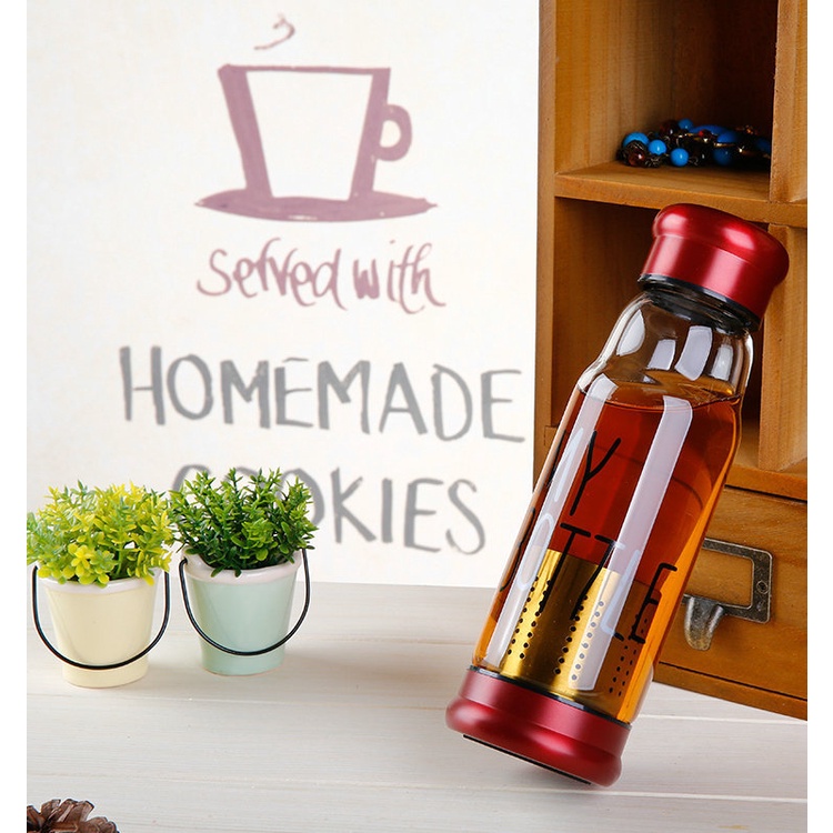 Glass Bottle Tea Filter Bottle 550ML 玻璃水瓶水壶 茶隔水瓶 （送杯套） | Shopee Malaysia