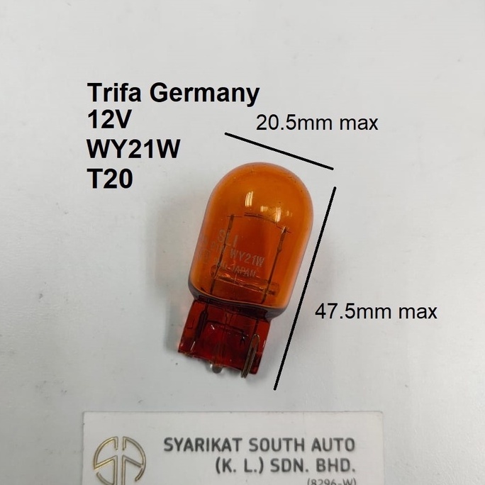 12V WY21W Bulb Amber T20 7440 Yellow Trifa 81781 WX3x16d Signal Wedge ...