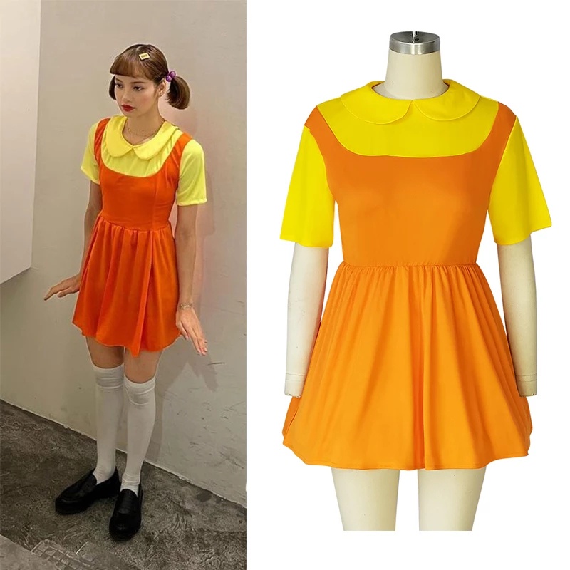 Ready Stock Women Squid Game Halloween Costume Fashion Yellow Korean ...