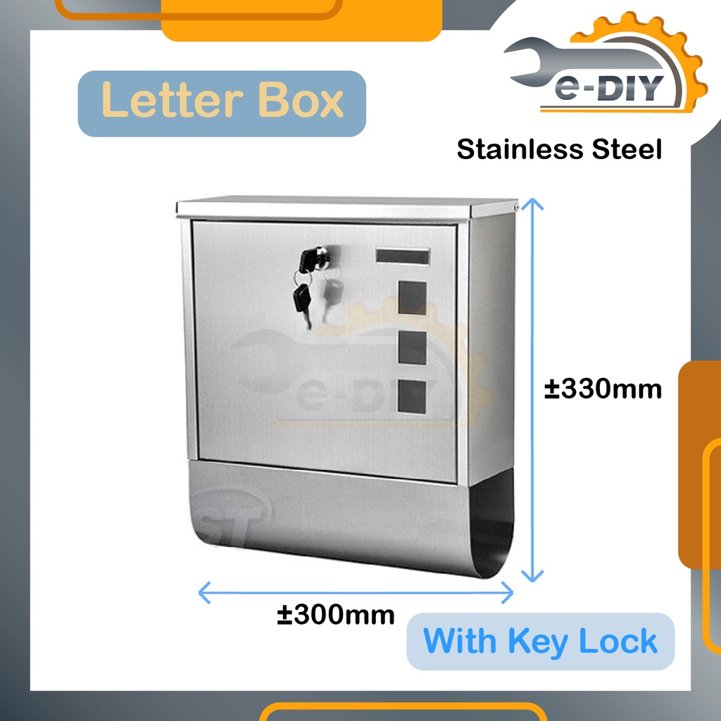 304 Stainless Steel Wall Mounted Spray Paint Metal Letter Box Key Mail ...