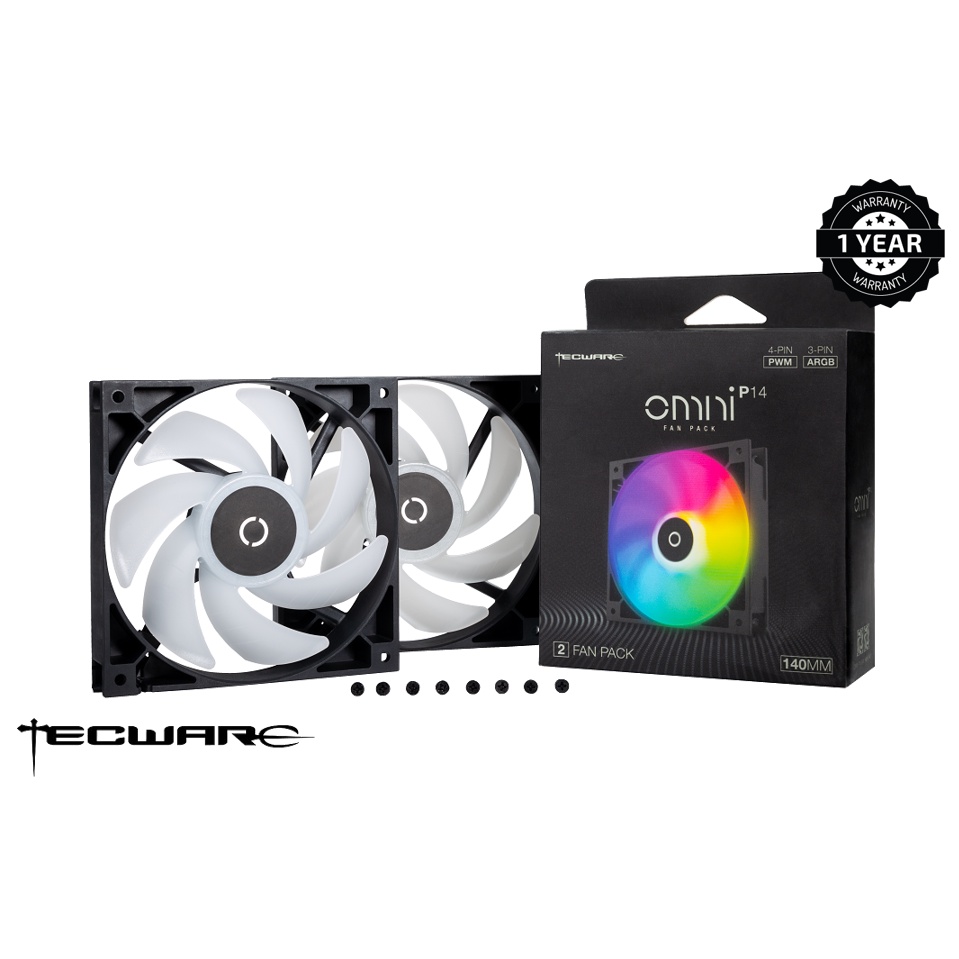 Tecware Omni P14 Black ARGB 140mm Fans (2 Fan Pack, With No controller ...