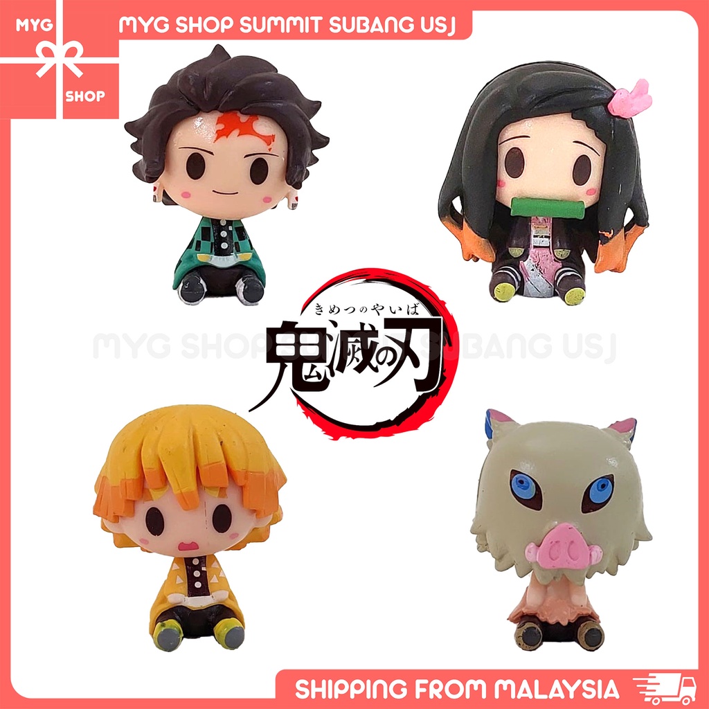 4 pcs Demon Slayer Cute Figure Collectibles Collection Cake Topper ...