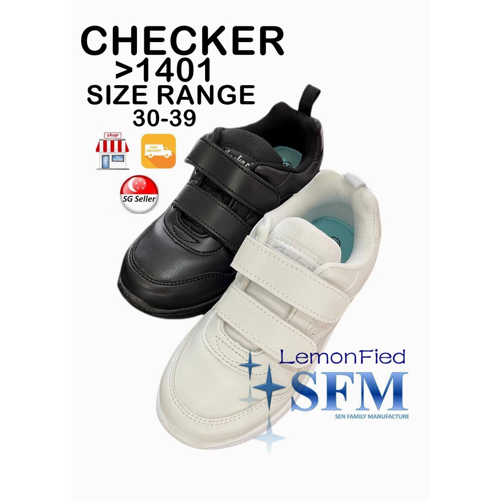 Checker 1401 Size Range 30 - 39 School Shoes White PVC Sneakers SG ...
