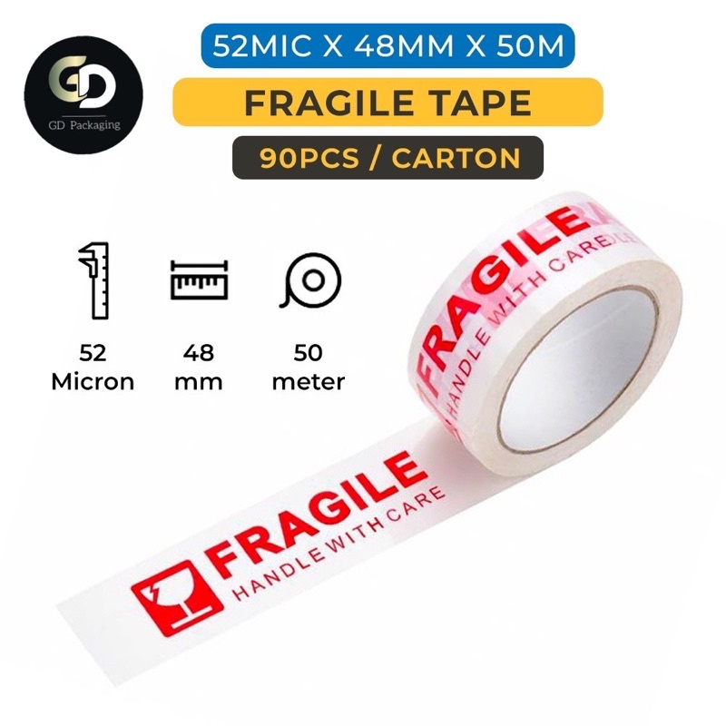 Fragile OPP Tape 52mic x 48mm x 50m Masking Tape | Shopee Malaysia