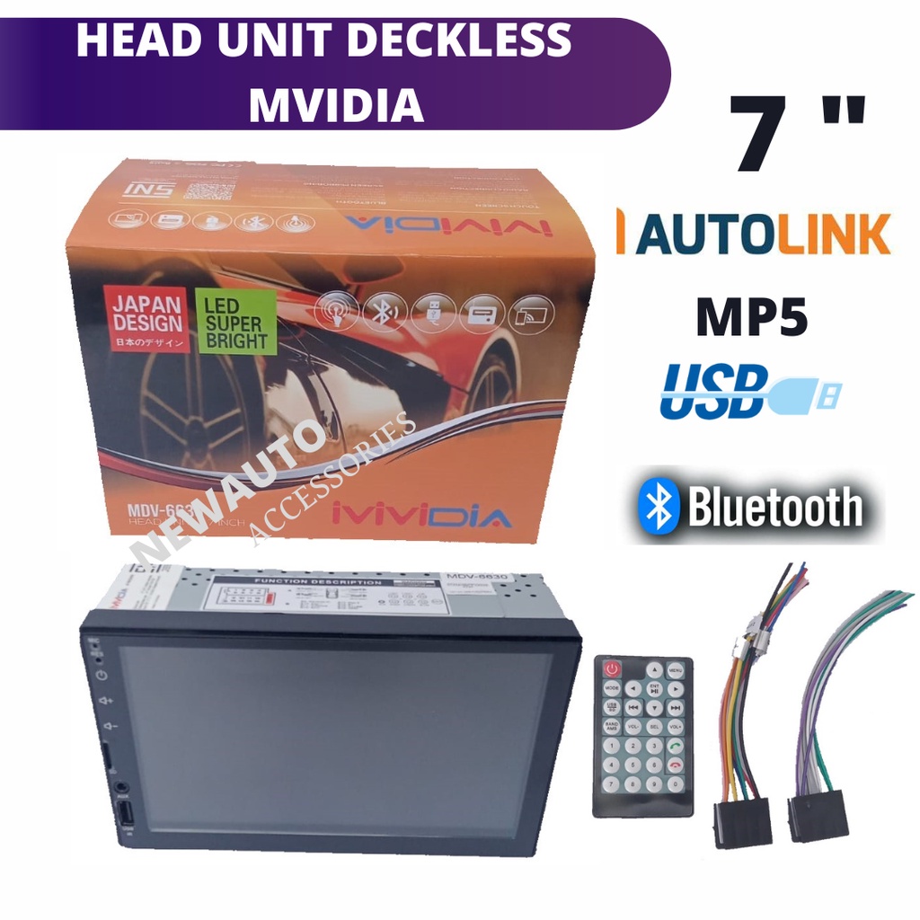 Double din head unit Full Glass Panel MVIDiA MDV-6630 Deckless 7 inch | Shopee Malaysia