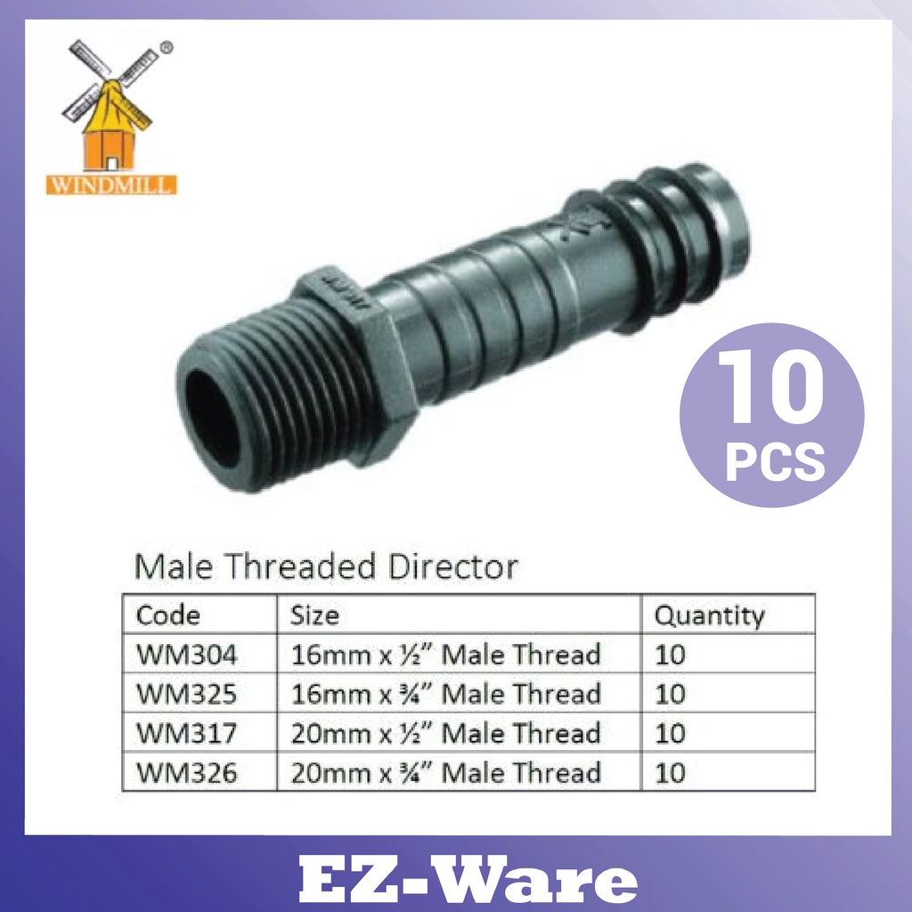 {10pieces} Male Threaded Director (16mm or 20mm) Windmill Irrigation ...