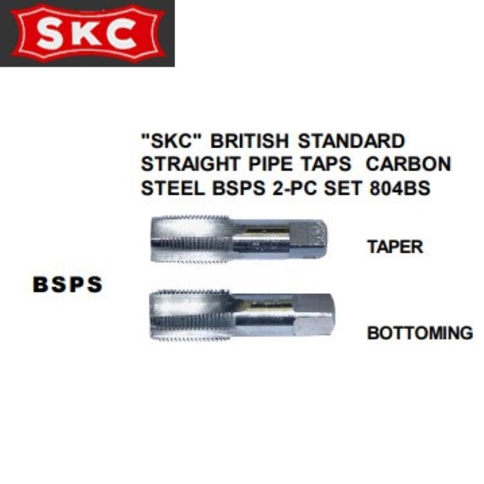 SKC BRITISH STANDARD STRAIGHT PIPE TAPS CARBON STEEL BSPS 2-PC SET 1/2" x 14 MADE IN JAPAN ...