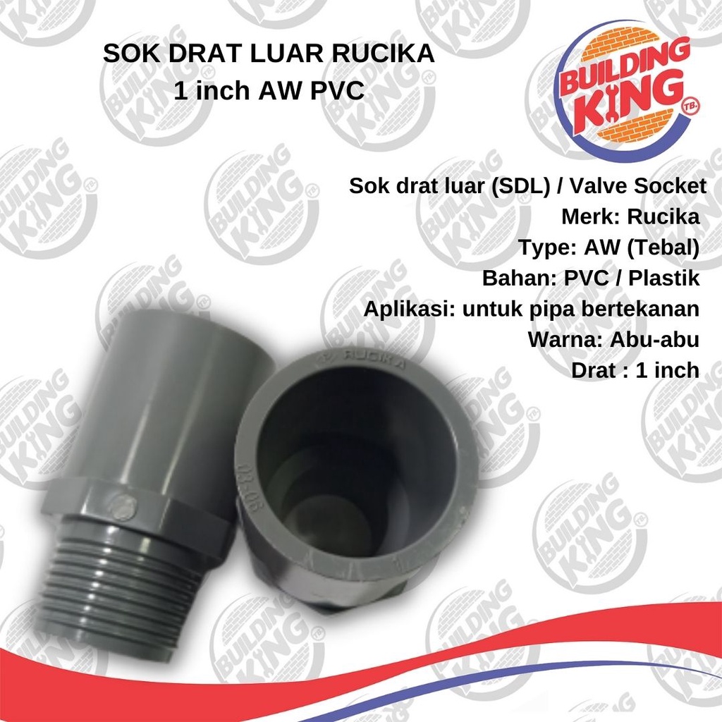 Rucika PVC Fittings Rucika Sok Drat Outdoor AW SDL 1" INCH Valve Socket ...