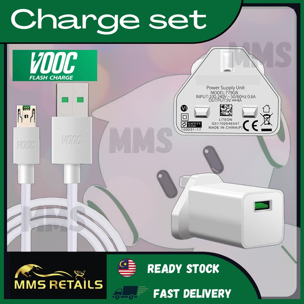 Original VOOC Charger Fast Charging 20W Micro USB Cable Liteon 3 Pin ...