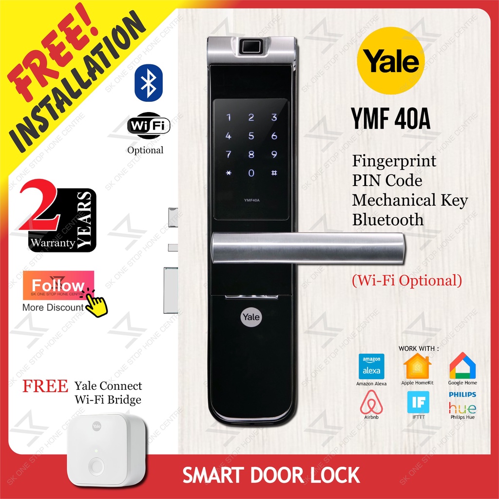 YALE YMF40A Smart Door Lock (FREE Yale Connect Wi-Fi Bridge) YMF 40 A ...