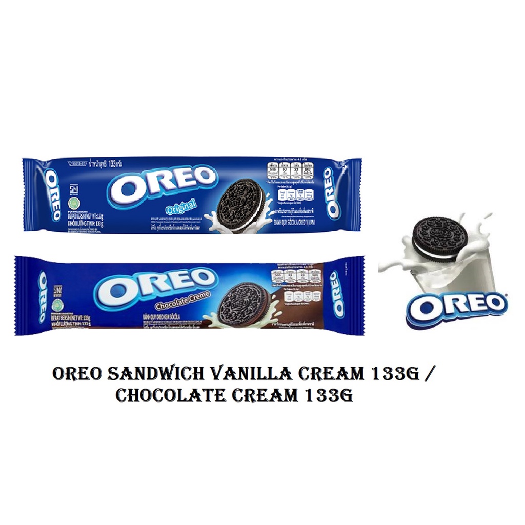 OREO Cookies Sandwich Vanilla Cream / Chocolate Cream 133g | Shopee ...