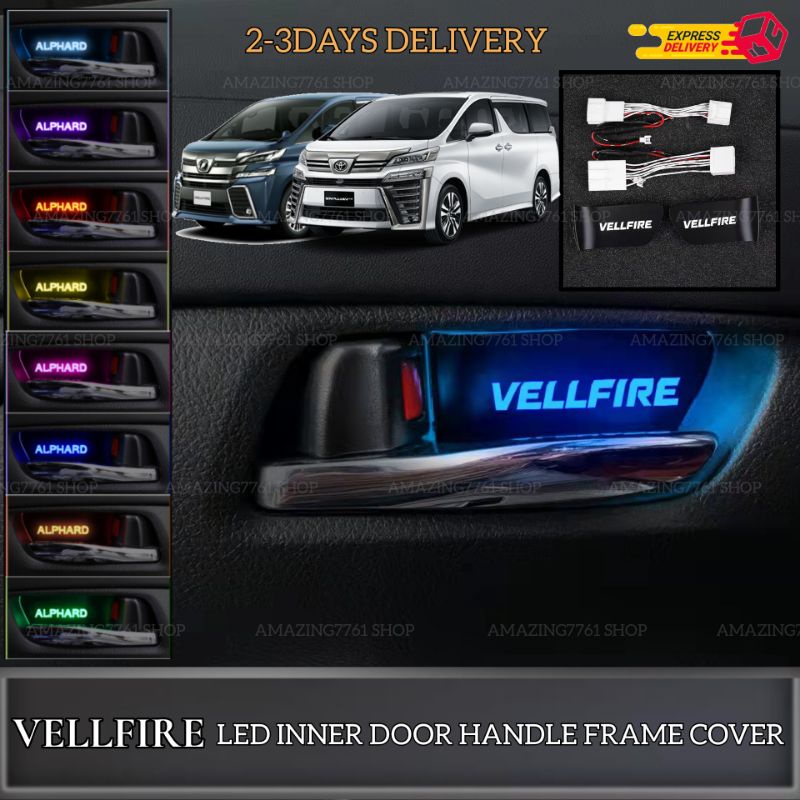 AMAZING TOYOTA VELLFIRE 2015-2022 LED DOOR INNER HANDLE FRAME COVER ...