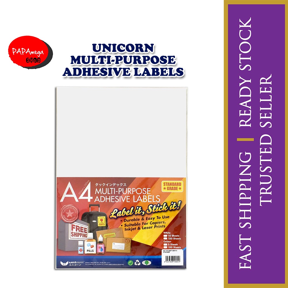 UNICORN WHITE PRINT STICKER (A4 SIZE/10 SHEETS) | Shopee Malaysia