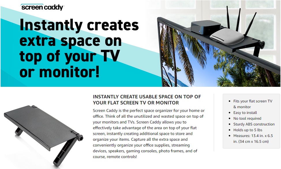 RBTECH Screen Caddy TV Box Top Shelf Storage Bracket Stand Monitor Wall ...