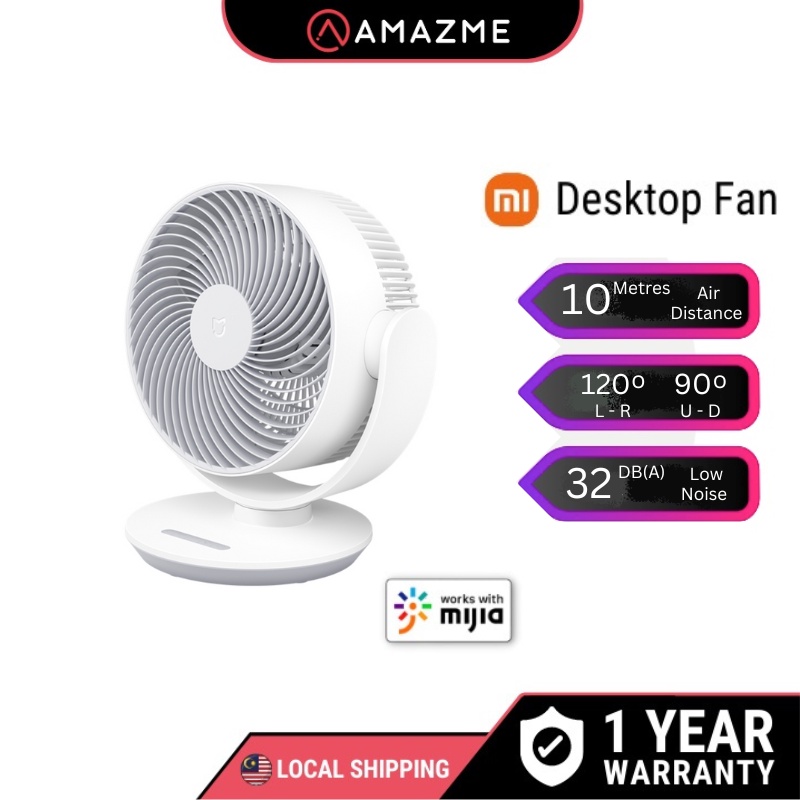 Xiaomi Mijia Desk Fan Oscillating Desktop Table Fan With 5 Speed ...