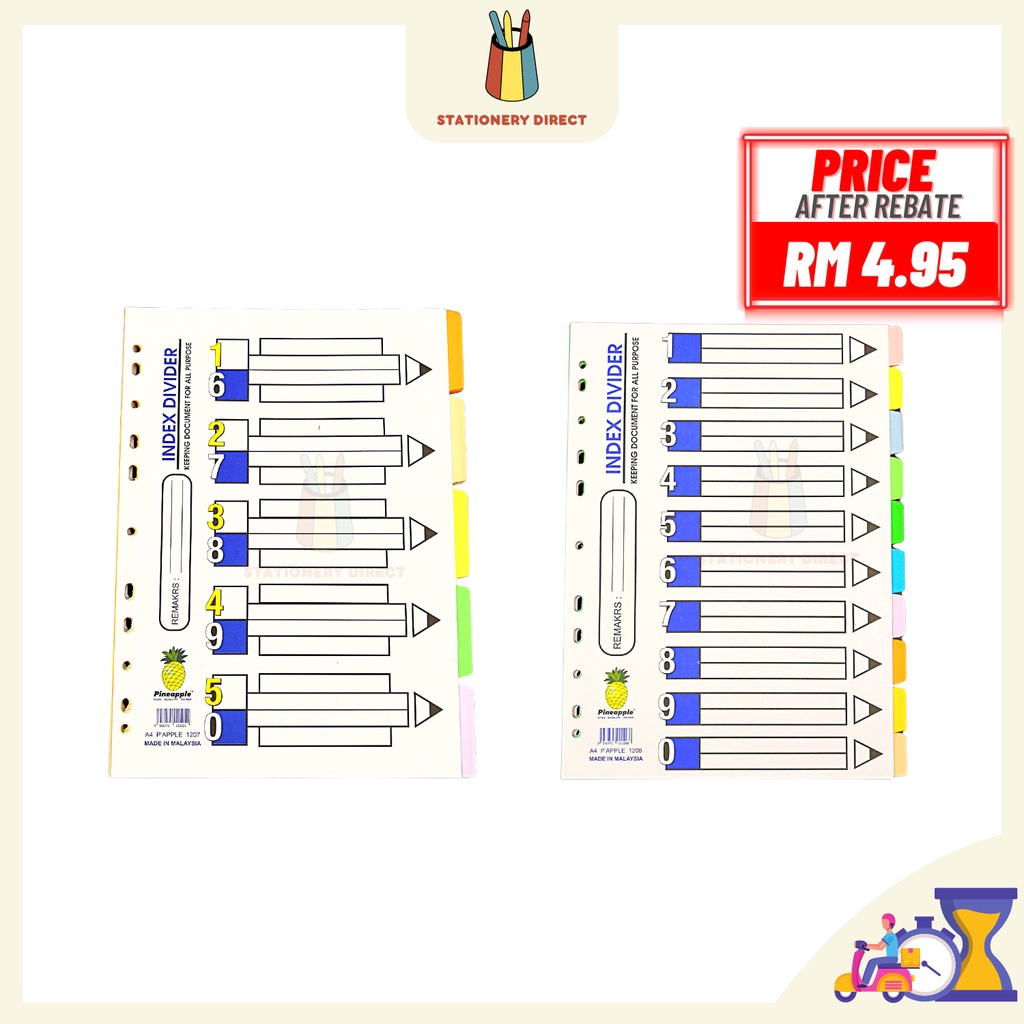Pineapple Colour Index Divider / File Filing Separator A4 size | Shopee ...